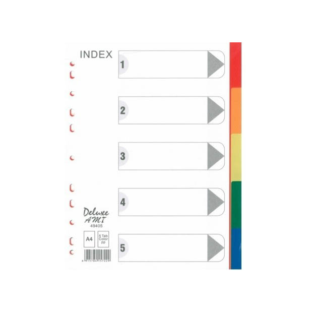 Buy Deluxe 5 tabs A4 Plastic Colored Divider (pkt) Online @ AED2.8 from ...