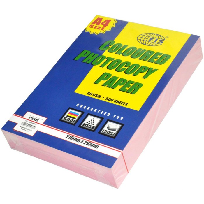 Buy FIS Pastel Color Photocopy Paper A4 80gsm FSPWA4PINE - Pastel Pink ...