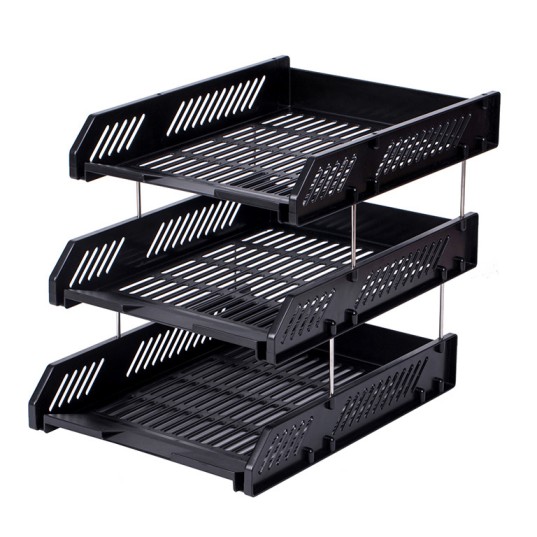 Buy Deli 9209 3-Tier File Tray - Black (pc) Online @ AED24 from Bayzon