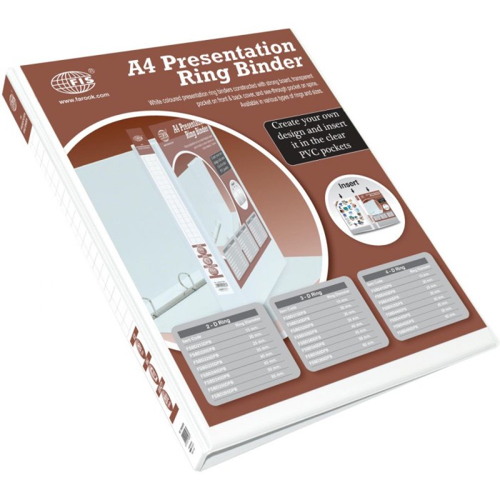 Buy FIS Presentation 2D Ring Binder 20mm Spine 1.5inch A4 White ...