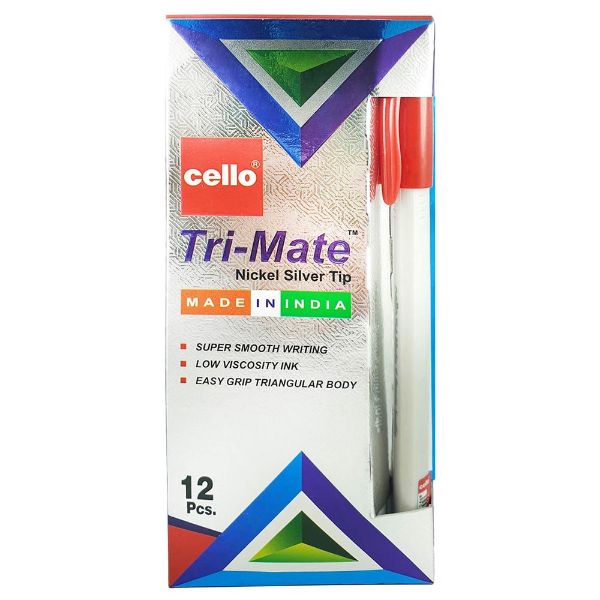 Buy Cello Trimate 1.0mm Ballpoint Pen - Red (pkt/12pcs) Online @ AED10 ...