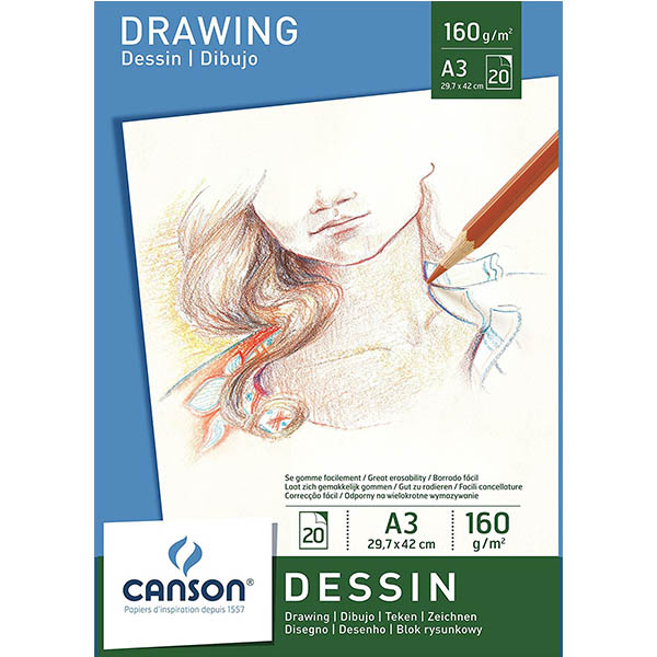 Buy Canson White Drawing Paper Pads - A3 (pkt/20s) Online @ AED46.2 ...