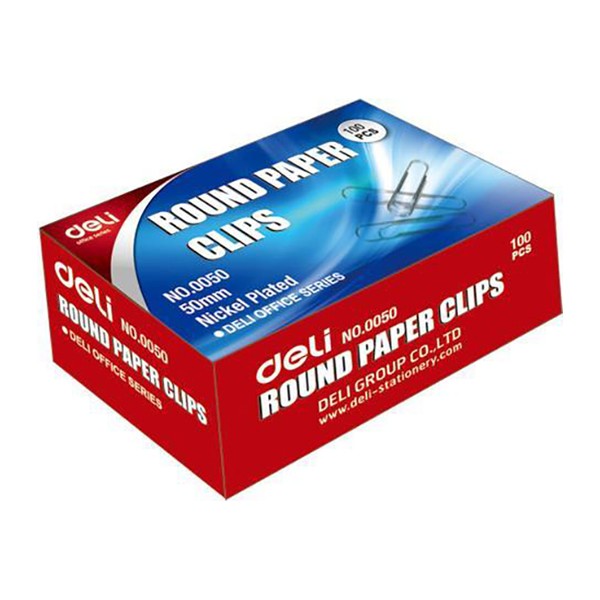 Buy Deli Silver Paper Clip - 50mm (pkt/100pc) Online @ AED4 from Bayzon