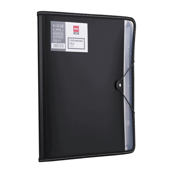 Buy Deli E38965 Elastic A4 Expanding File with Notebook - Black (pc ...